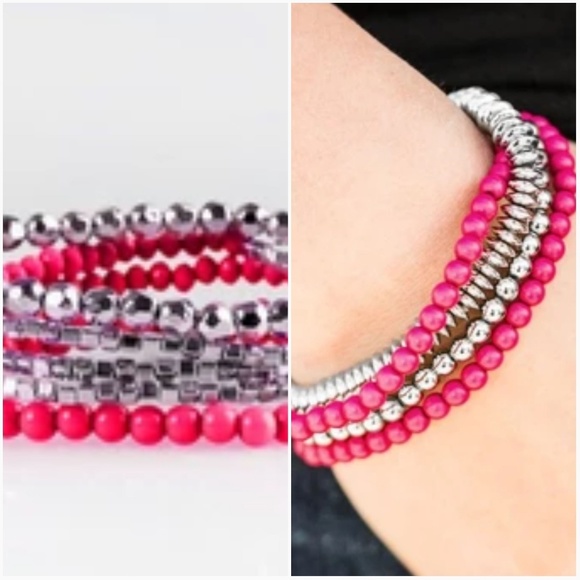 paparazzi | Jewelry | Colorfully Chromatic Pink Stretchy Bracelet Set ...